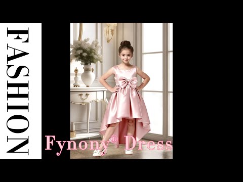 Girls High-Low Satin Flower Girl Dress with Big Bow | Fynony®