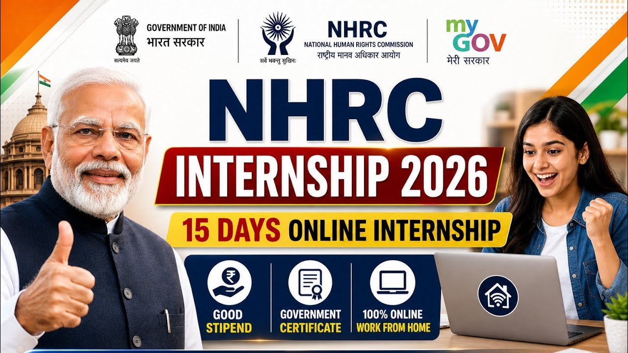 🔴NHRC Internship 2026 | Government of India Online 15 Days Internship ...
