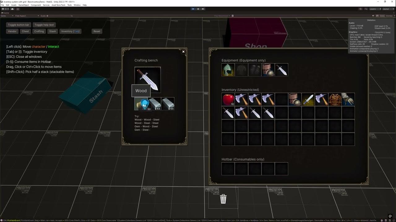 Unity - Extensible Inventory System v1.3 (Free Asset) - Demo - YouTube