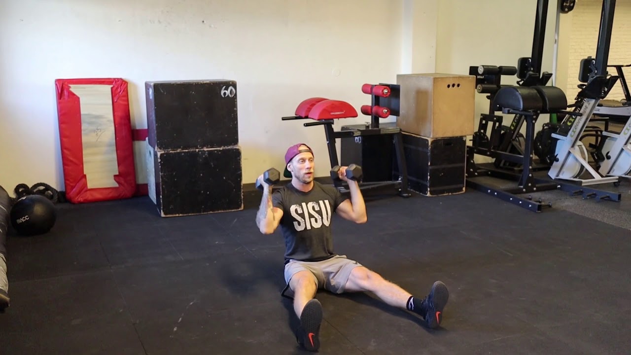 Turkish sit ups to z press - YouTube