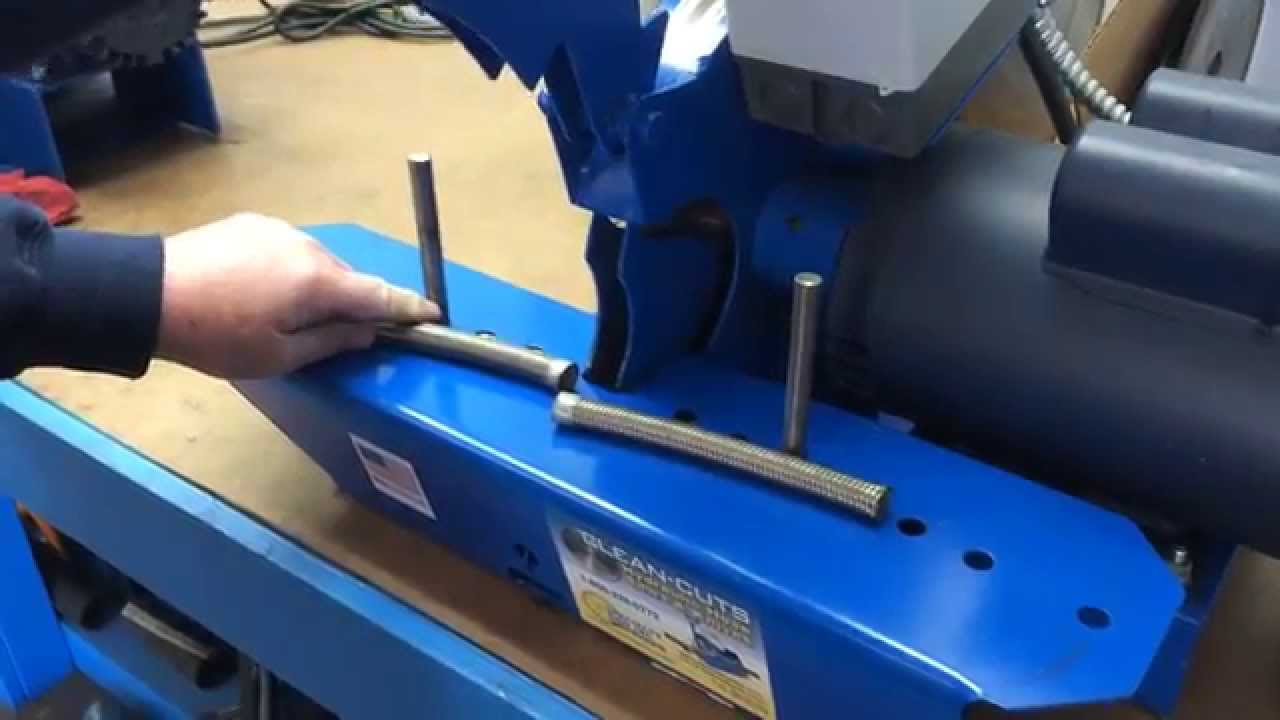 Cutting high pressure stainless steel braid wrapped teflon tube (taped ...