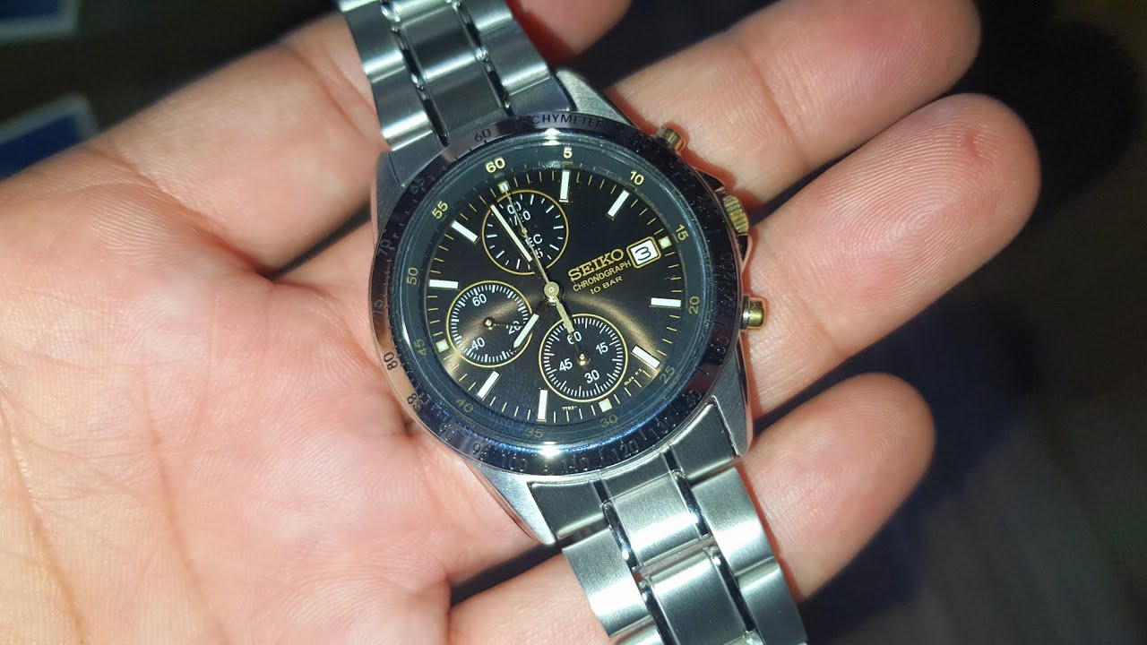 Seiko SPIRIT SBTQ045 Chronograph Black and Gold Dial Men's Watch ...