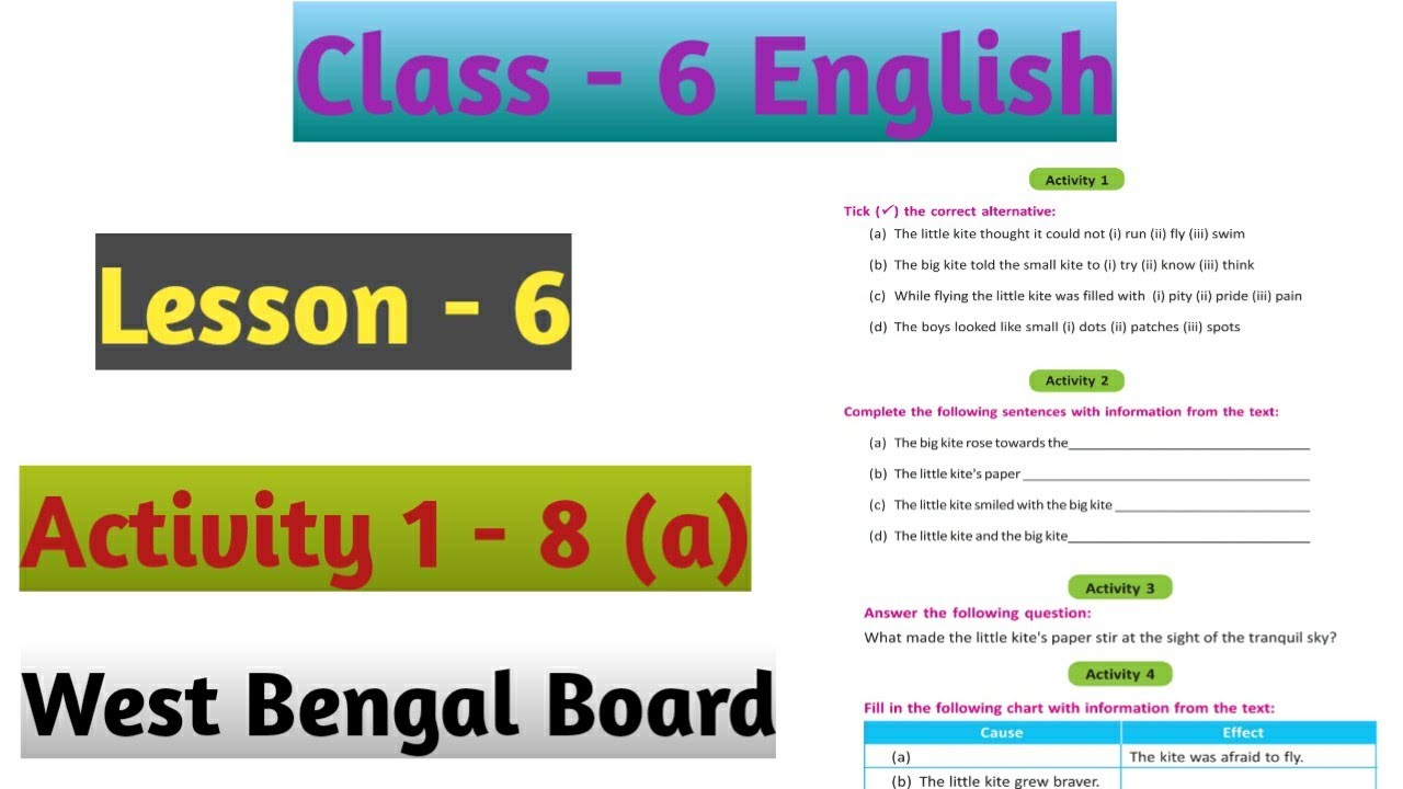 Class 6 English Lesson 6 Activity 1 to 8 (a) - YouTube