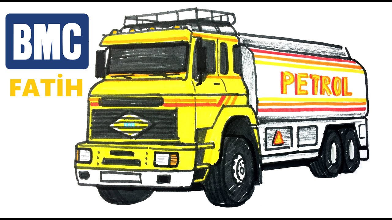 Easy Drawing BMC Truck I Kolay BMC Fatih Kamyon Çizimi I Petrol Tankeri ...
