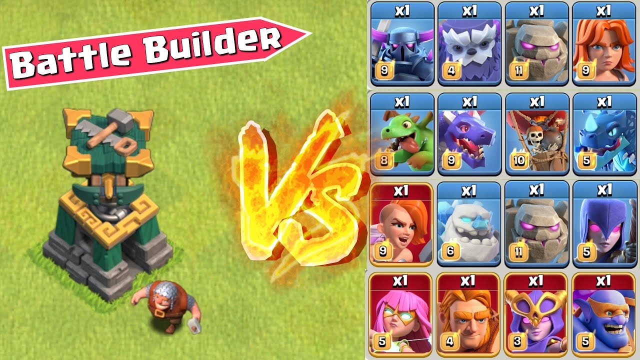 Battle Builder vs All Max Troops | Weaponized Builder Hut - Clash of ...