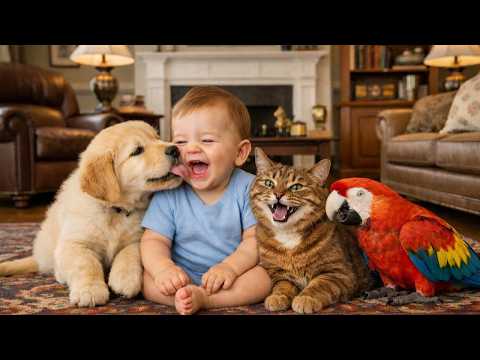 Funny Viral Moments😂 |  Baby, Puppy, Cat, and Parrot Playtime – Ultimate Cuteness! |