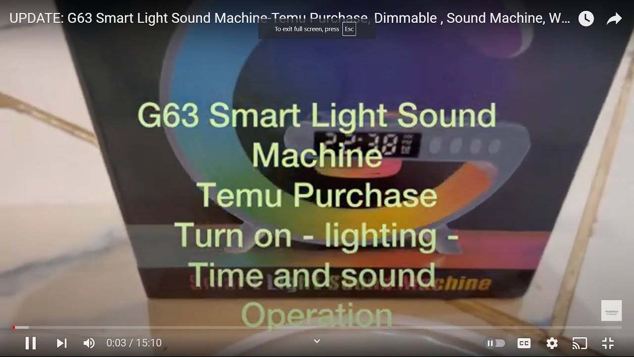 UPDATE: G63 Smart Light Sound Machine-Temu Purchase, Dimmable , Sound ...