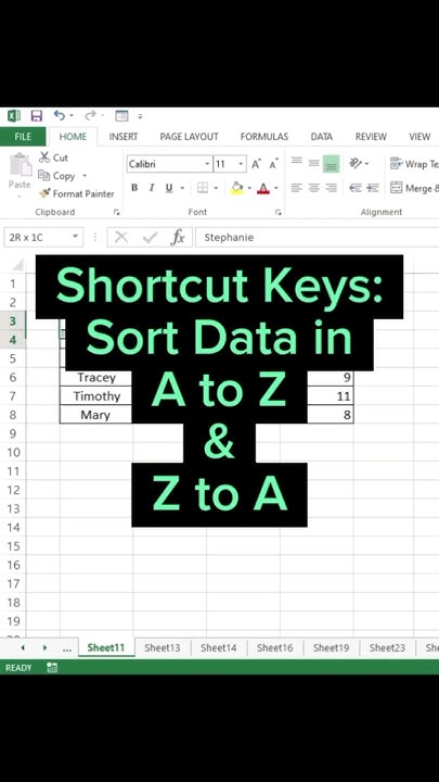 Excel Shortcut: Sort Data in A to Z and Z to A #ascending_order #descendingorder - YouTube