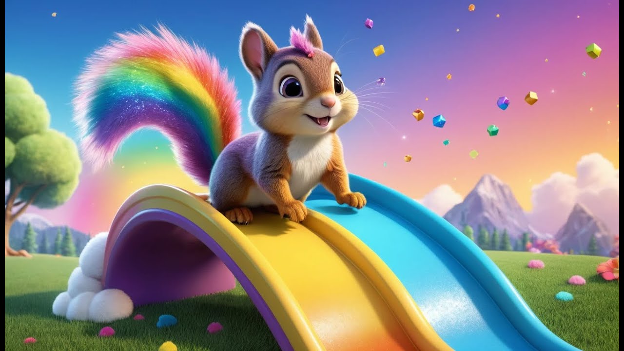 Sparkle Squirrel and the Rainbow Slide | Fun Squirrel Song for Kids | Colorful Adventure Rhyme ...
