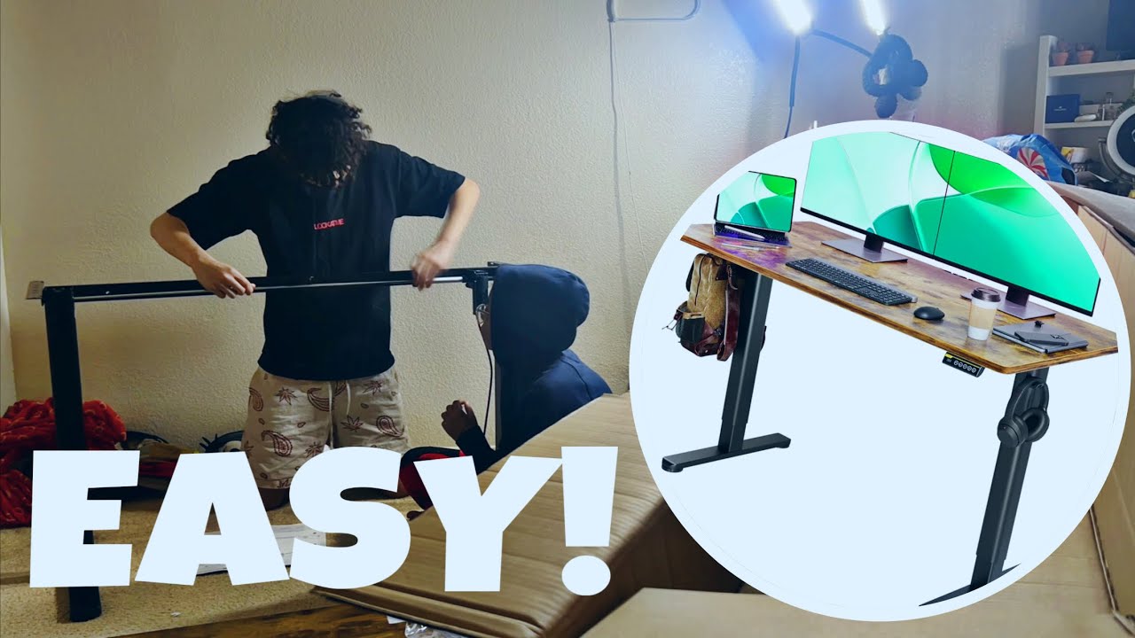 How To Build Adjustable Height Desk! (EASY) - YouTube