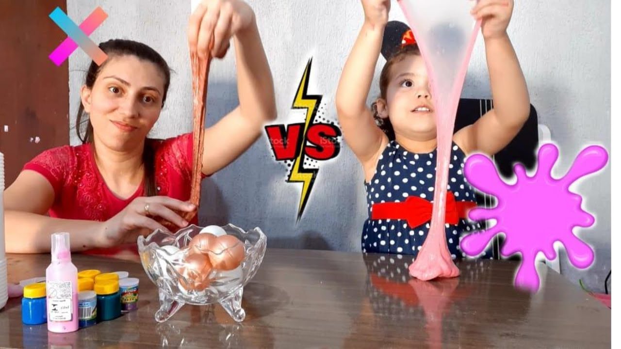 Desafio da Slime ... Quem tem a Slime mais Bonita ? Hello vs Mamãe ...