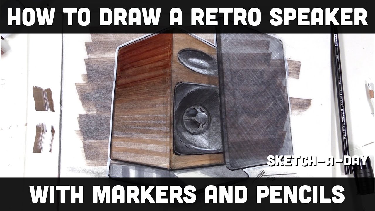 How to draw a retro speaker - YouTube