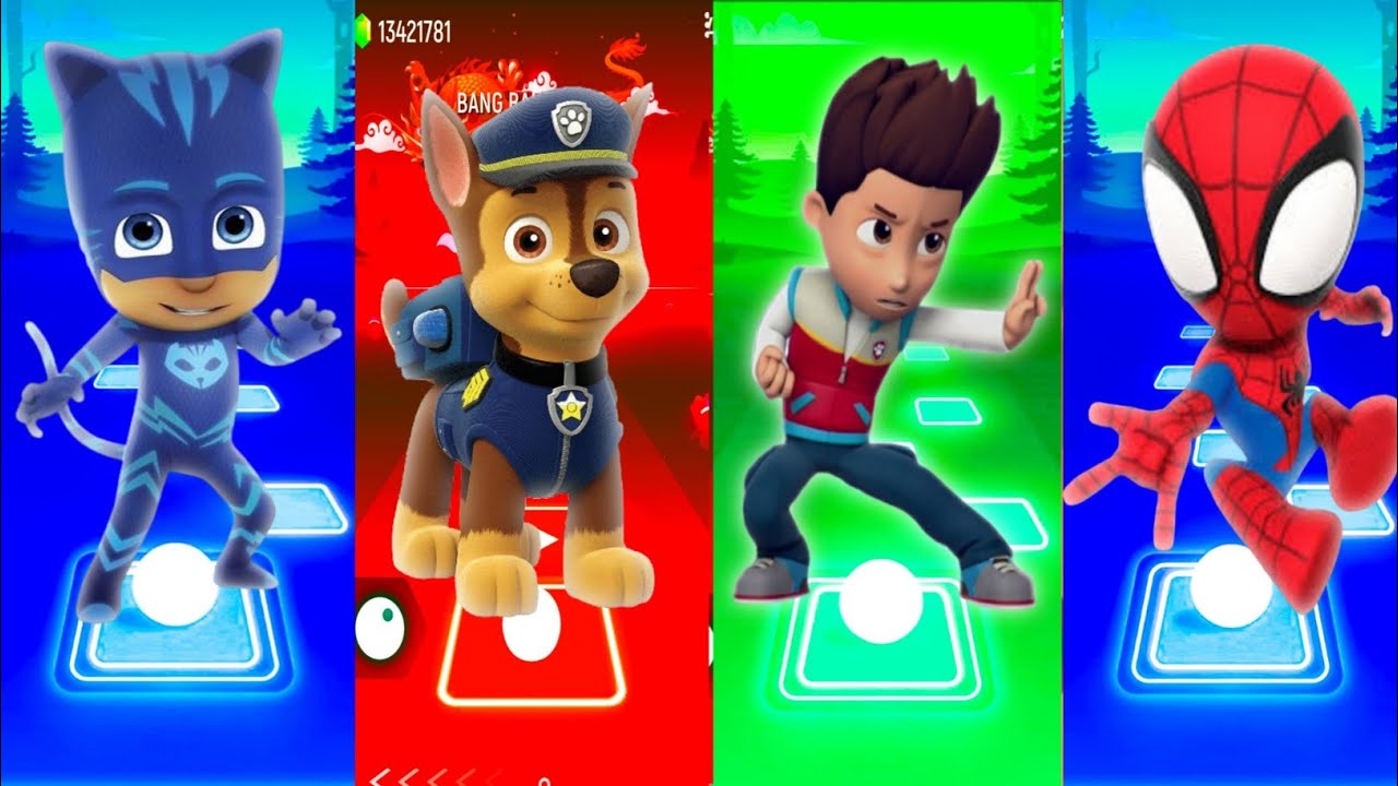 PAW Patrol's Ryder 🆚 PJ Masks 🆚 Chase 🆚 Spidey and Friends 🎶 Tiles Hop ...