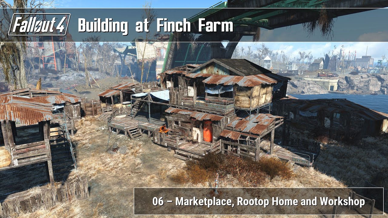 Fallout 4 - Building at Finch Farm 06 (Marketplace, Rooftop Home and ...