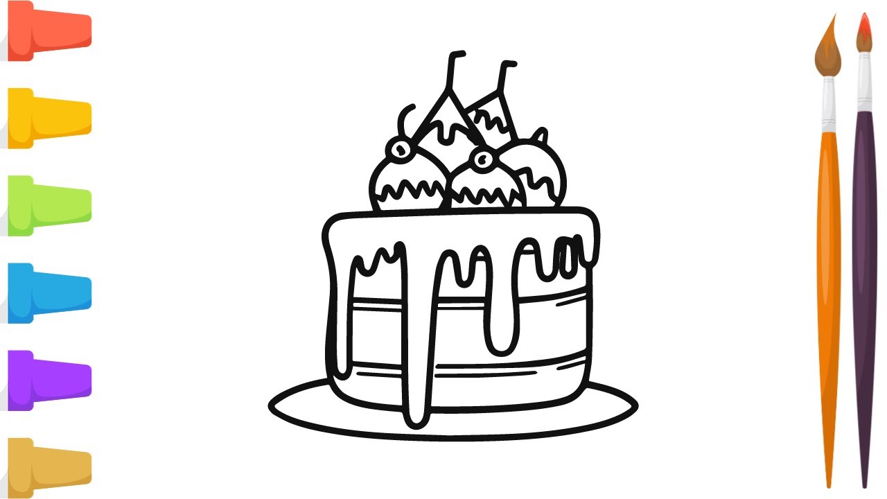 How to Draw a Cute Cake, Easy Drawing for kids, Draw a Cute Cake step ...