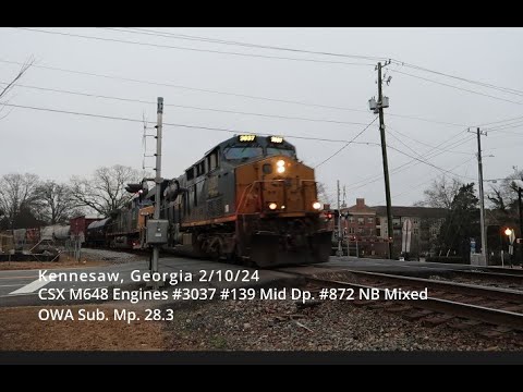 CSX M648 Engines #3037 #139 Mid Dp. #872 NB Mixed Kennesaw, Georgia 2/10/24 - YouTube