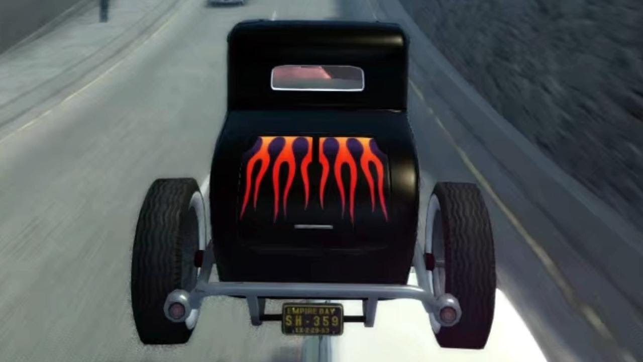 Mafia II: Jumping Over a car in a Hot Rod - YouTube