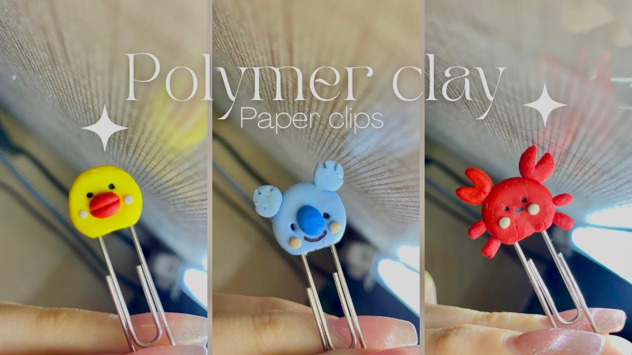 Polymer clay🐥,crab🦀and koala🐨paper clips|polymer Clay tutorials|DIY ...