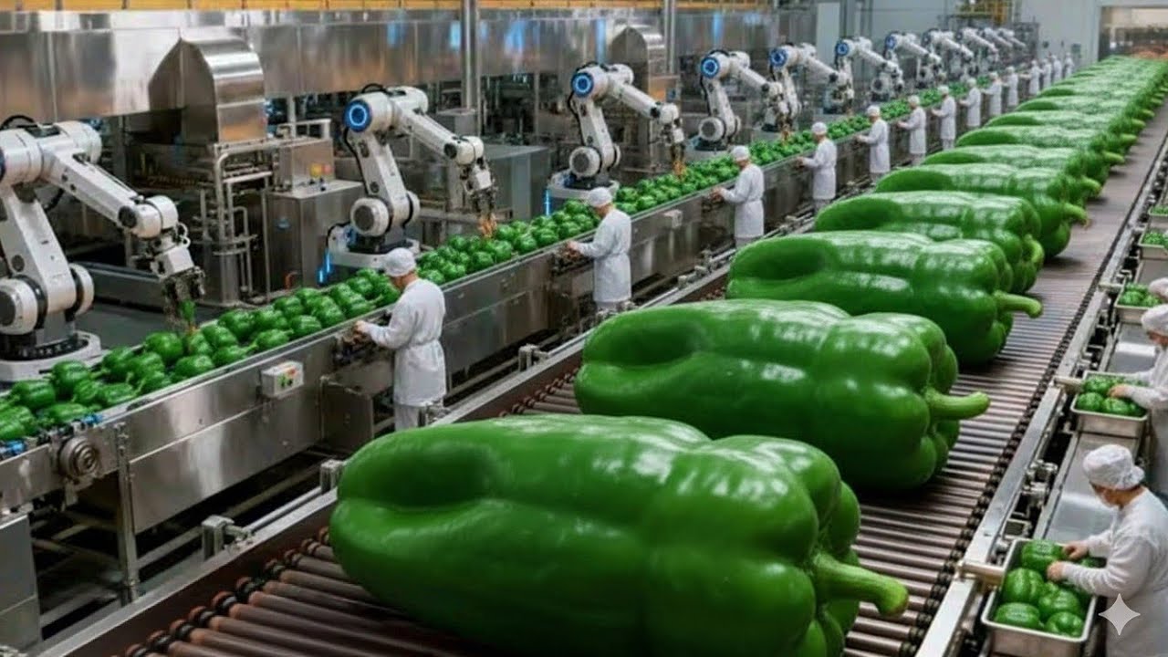 Inside a Traditional Chili Factory | Green Bell Peppers Turning into ...