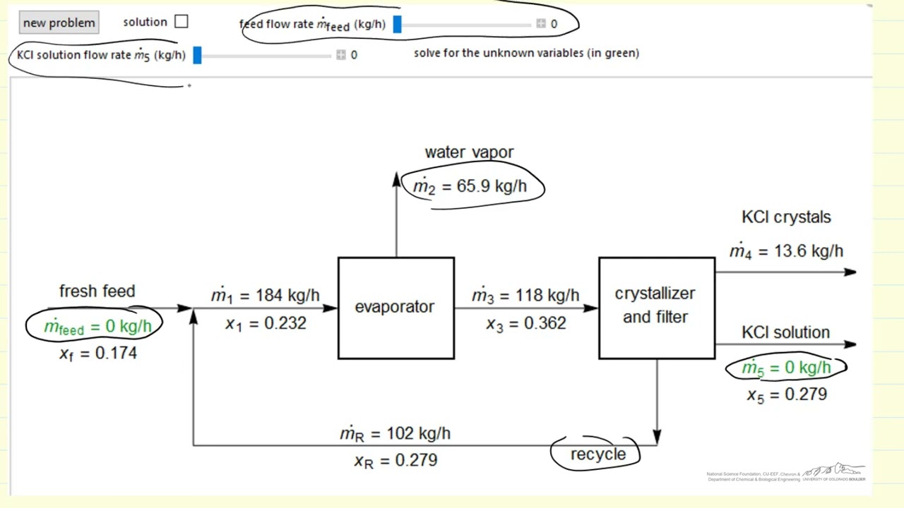 Mass Balances in Evaporative Crystallization (Interactive Simulation ...