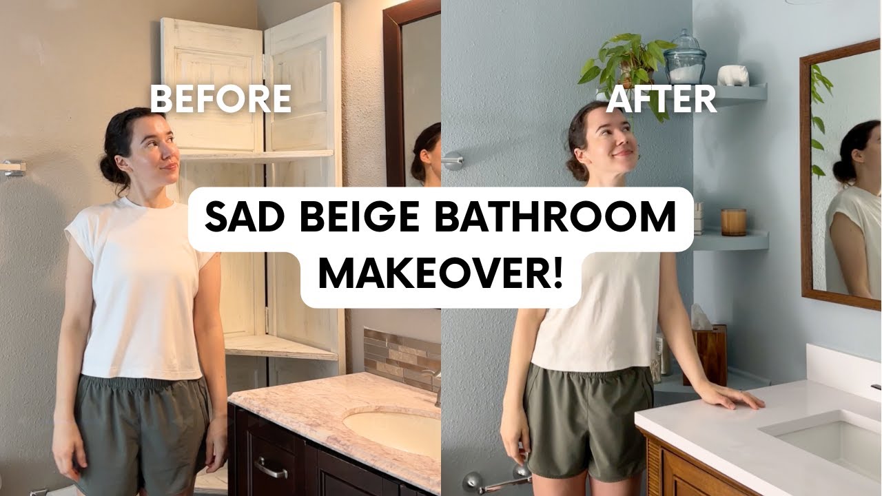 SAD BEIGE BATHROOM MAKEOVER | Renee Renovates - YouTube