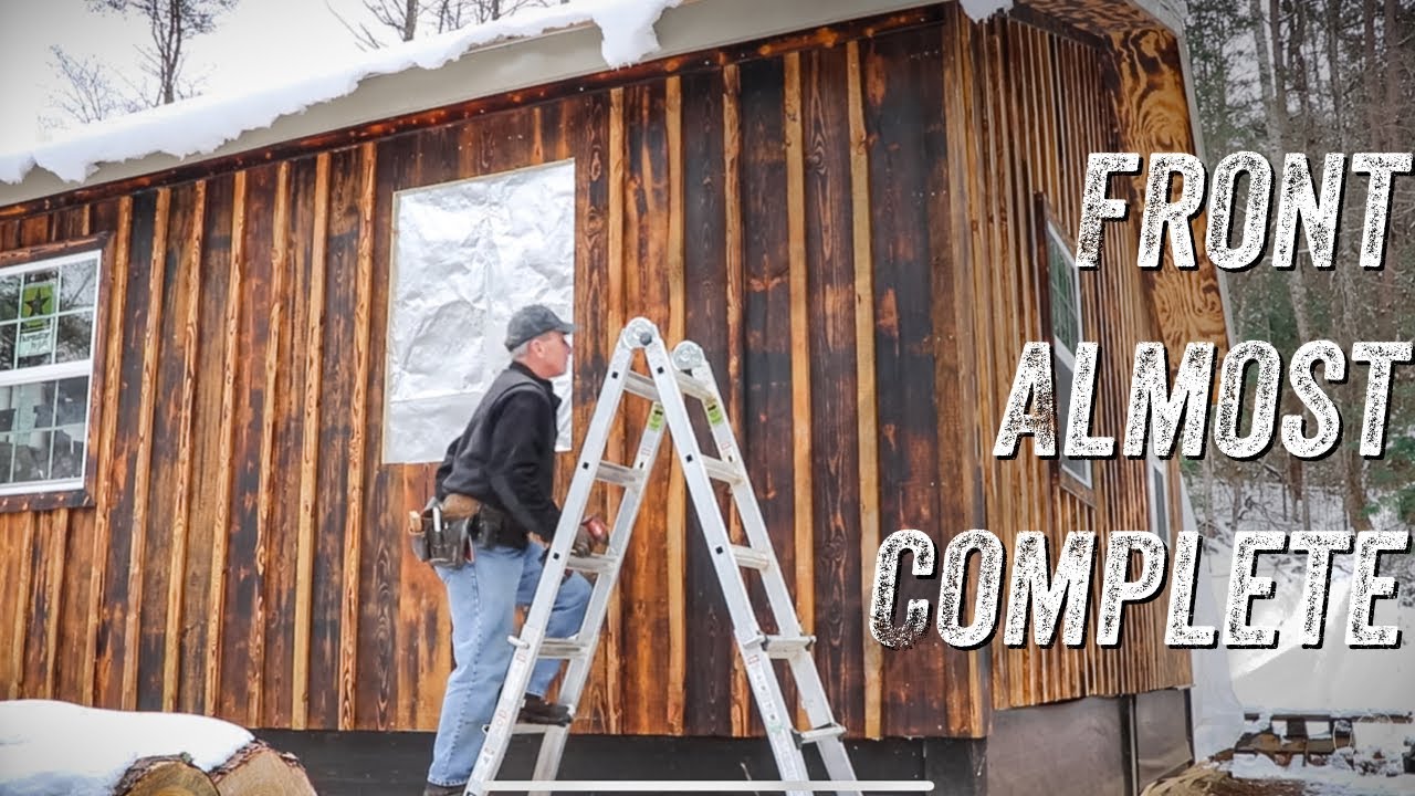 CABIN FRONT ALMOST COMPLETE | OFF GRID TIMBER FRAME | WOODWORK - YouTube