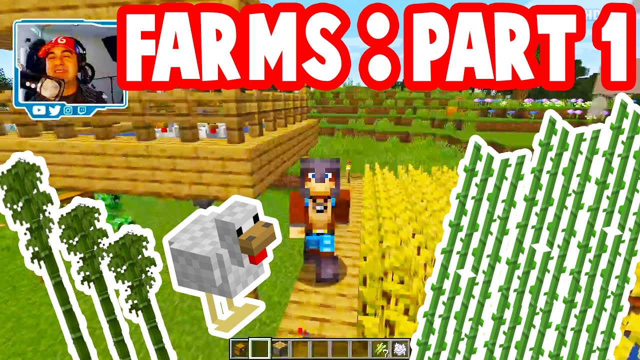 How to build EASY Minecraft AFK Farms : Chicken, Sugar Cane, Bamboo ...