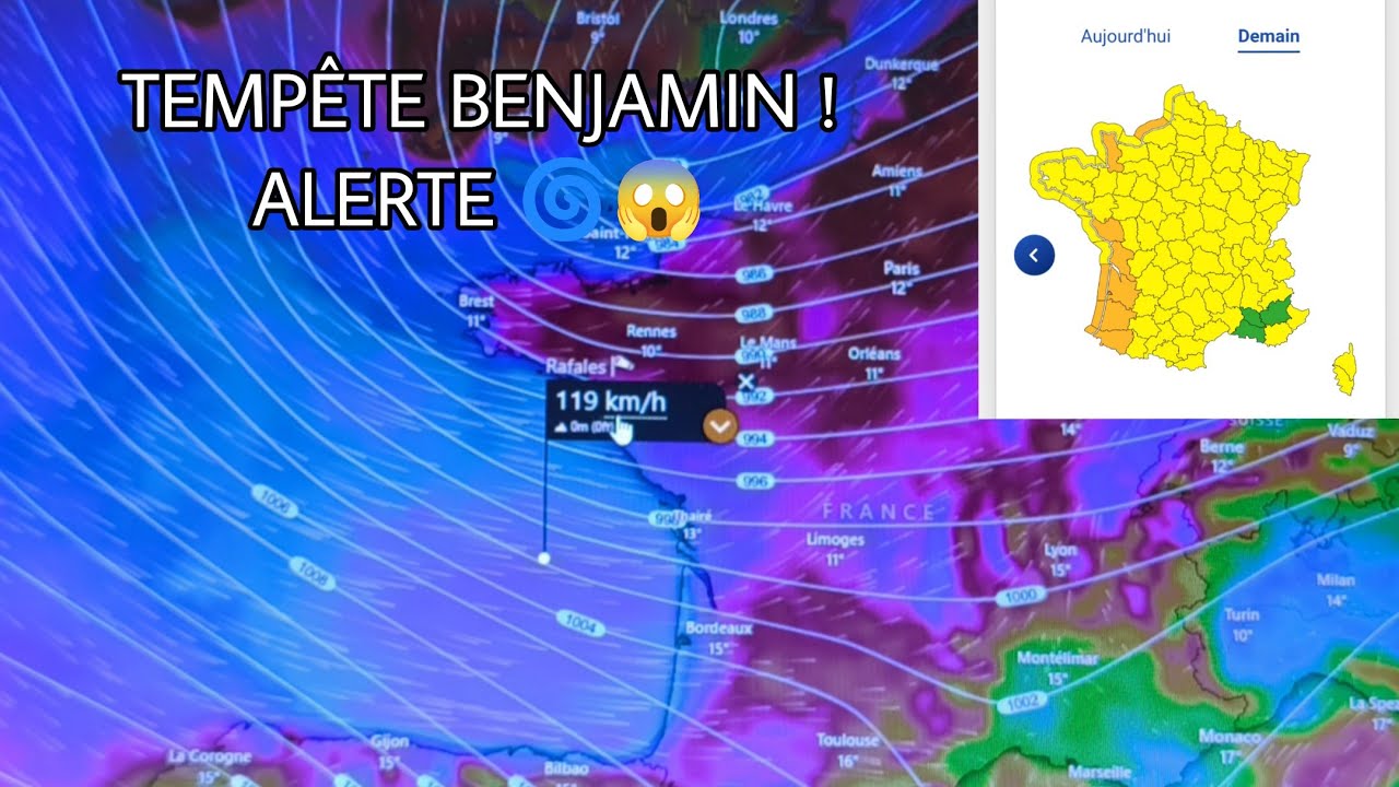 LA TEMPÊTE BENJAMIN ARRIVE EN FRANCE 🇫🇷🌀 ! ( Forte houle attendue ...