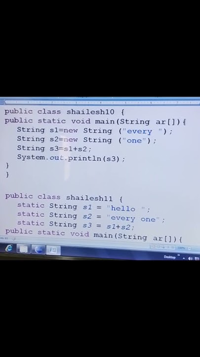 #write a programme in Java for string objects and string literals@bccc - YouTube