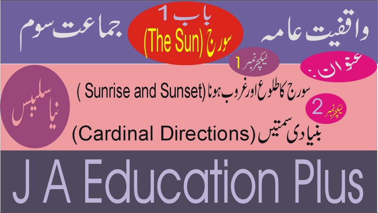 .General Knowledge(Urdu Medium) Class 3rd . Unit no#1. Sunrise and ...