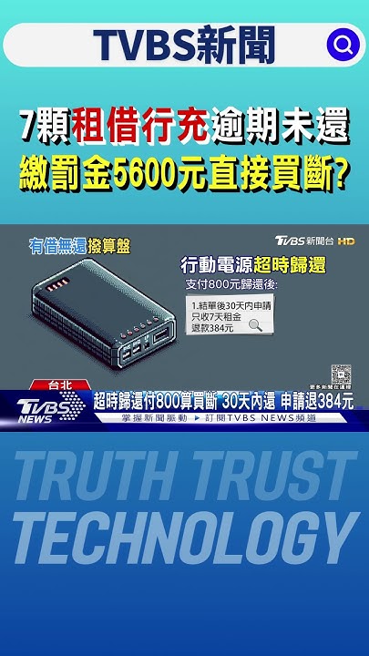 7顆租借行充逾期未還 繳罰金5600元直接買斷?｜TVBS新聞 @TVBSNEWS01 - YouTube