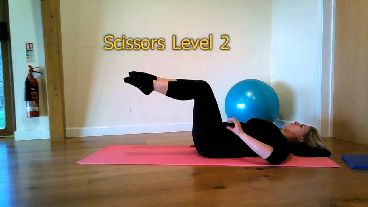 Physio Pilates - Scissors (Level 1 + 2) & One leg stretch Level 1 - YouTube