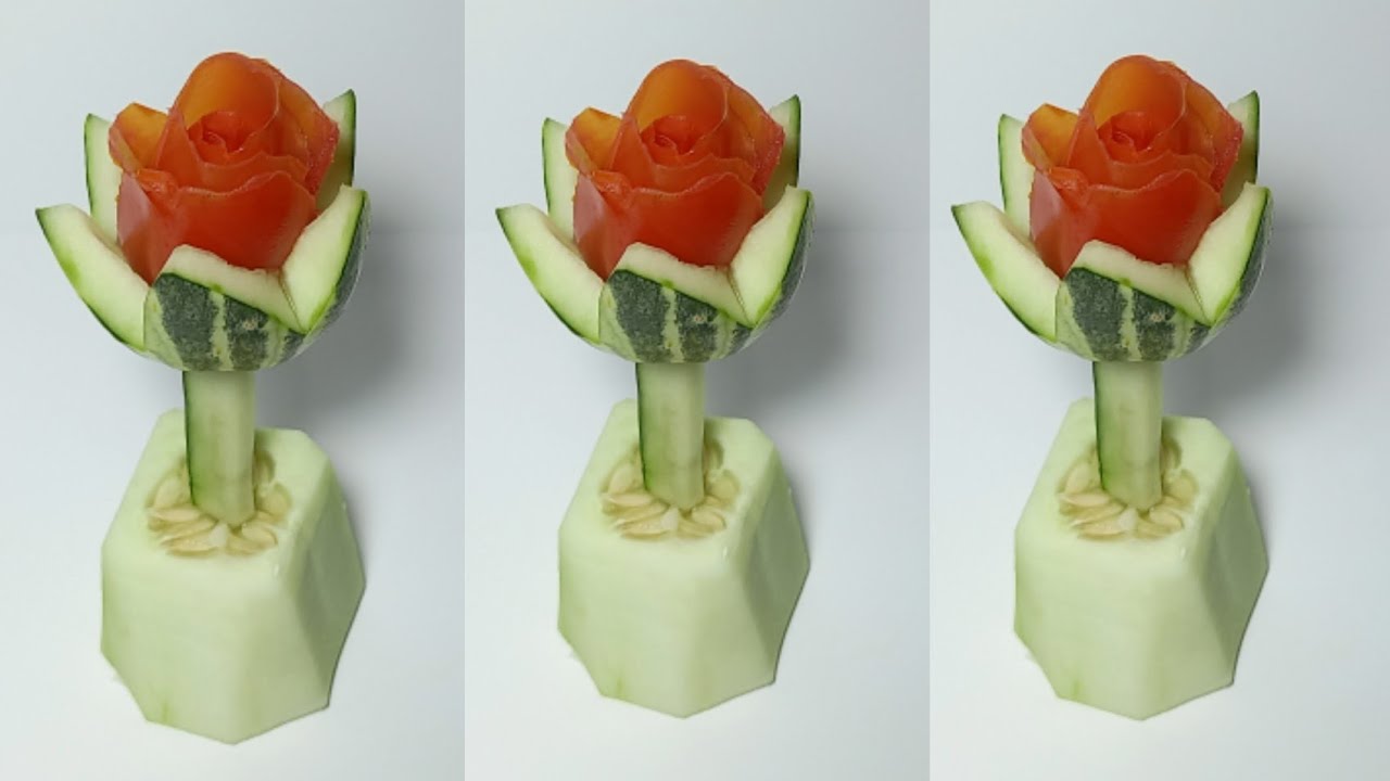 Hiasan Tumpeng dari Timun dan Tomat | Garnish Timun dan Tomat - YouTube
