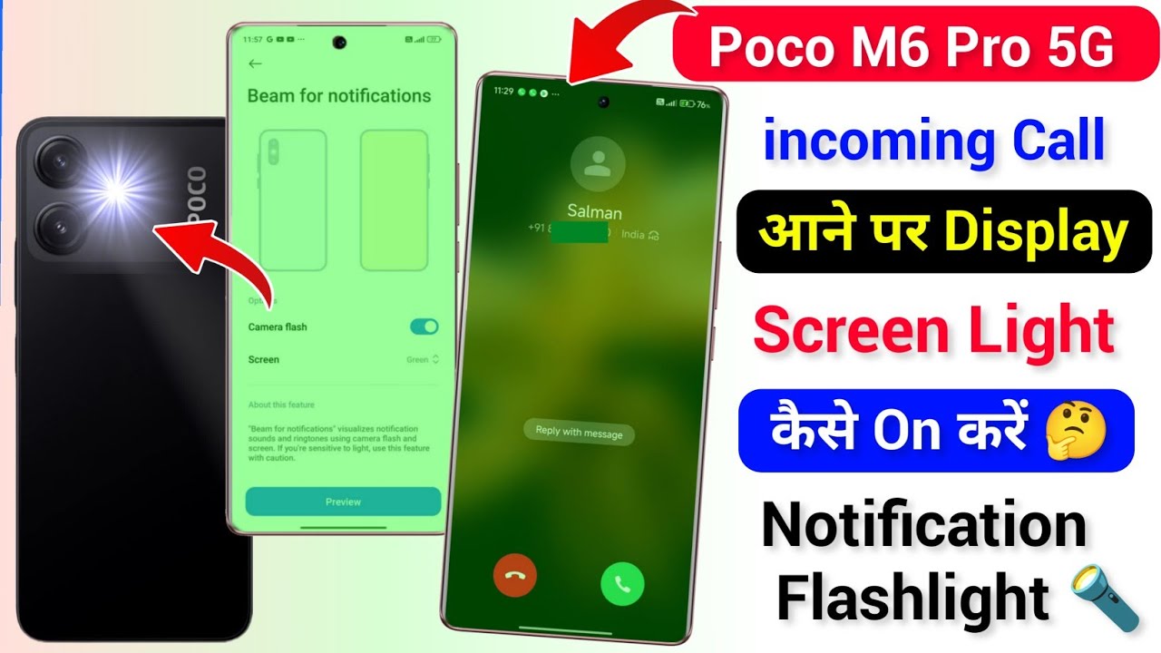 Poco M6 Pro 5G incoming Call Screen Light Enable Now | Poco M6 Pro ...