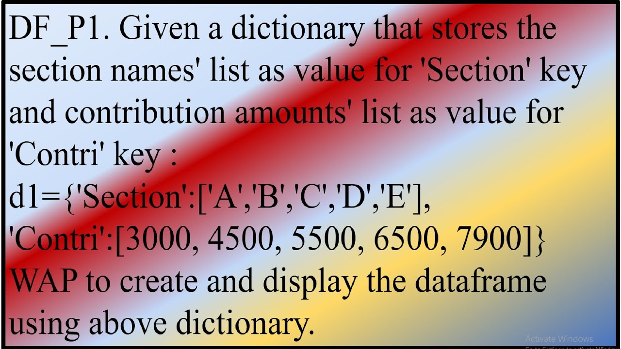 To Create And Display The Dataframe Using Dictionary Of List Class 12 9067