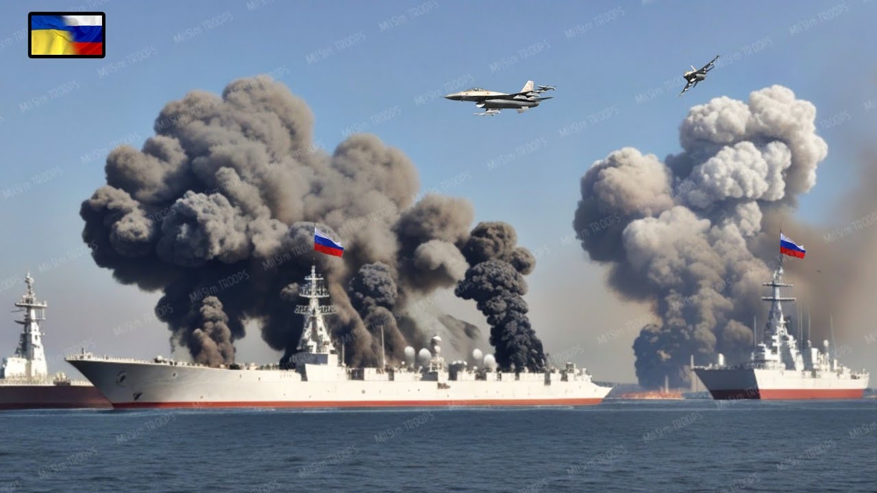 Horrifying Moment, 5 Russian Warships Destroyed by US F-16s - YouTube
