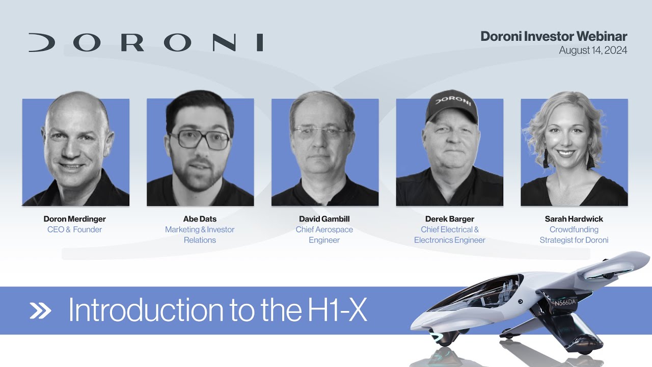 Doroni Aerospace Investor Webinar - August 14, 2024 | Latest Updates ...