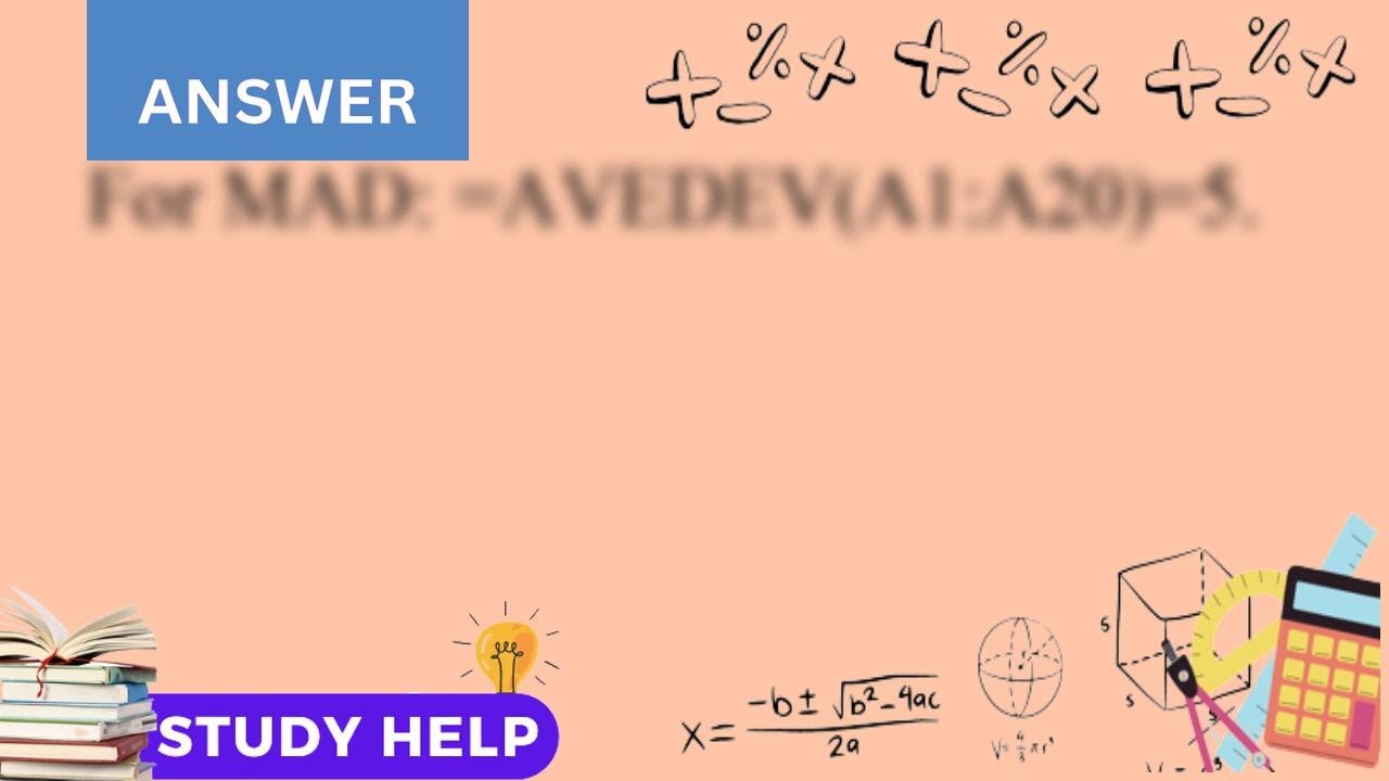 Given The Accompanying Data Use Excels Function Options To Find Mad The 4910