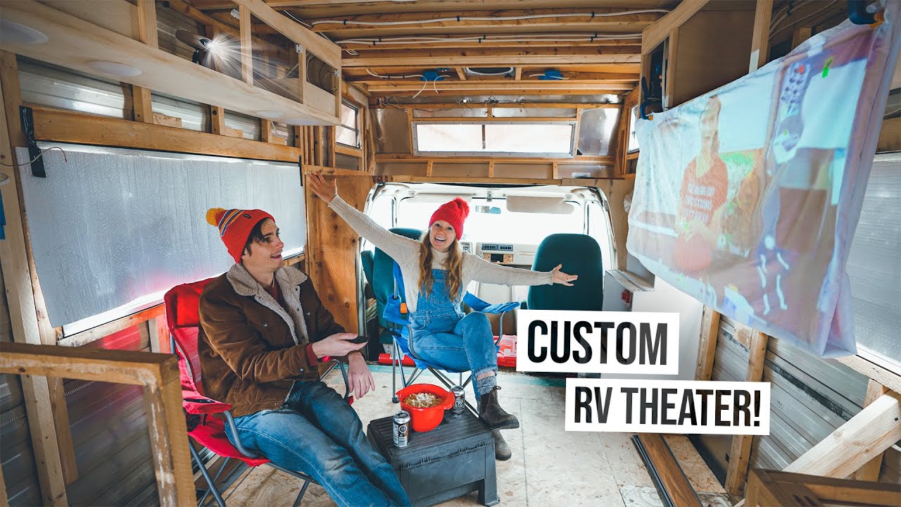 We Built a Custom Home Theater System IN THE RV! - RV Renovation (Ep ...