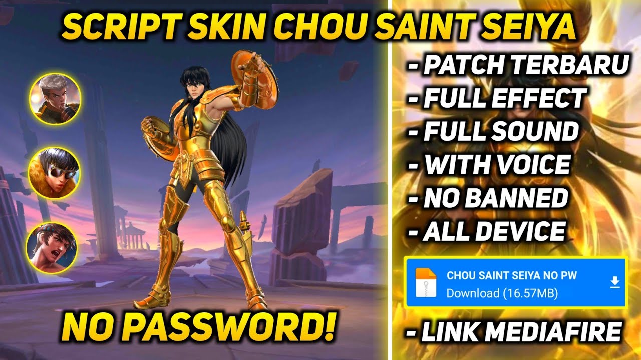SCRIPT SKIN CHOU SAINT SEIYA FULL EFFECT NO PASSWORD - SCRIPT SKIN MLBB ...