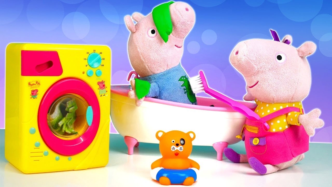 Peppa Pig toys & toy washing machine for kids. - YouTube