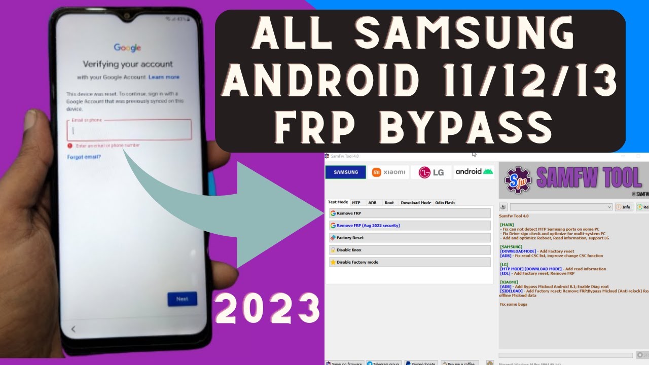 samsung a13 frp bypass android 12/13 /samfw tools 4.1 download - YouTube