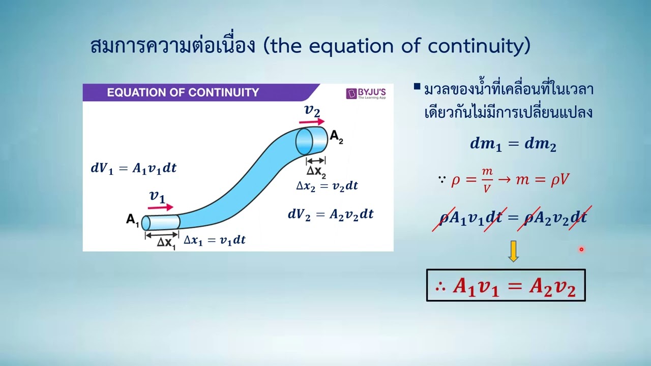 สมการความต่อเนื่อง (continuity equation) - YouTube