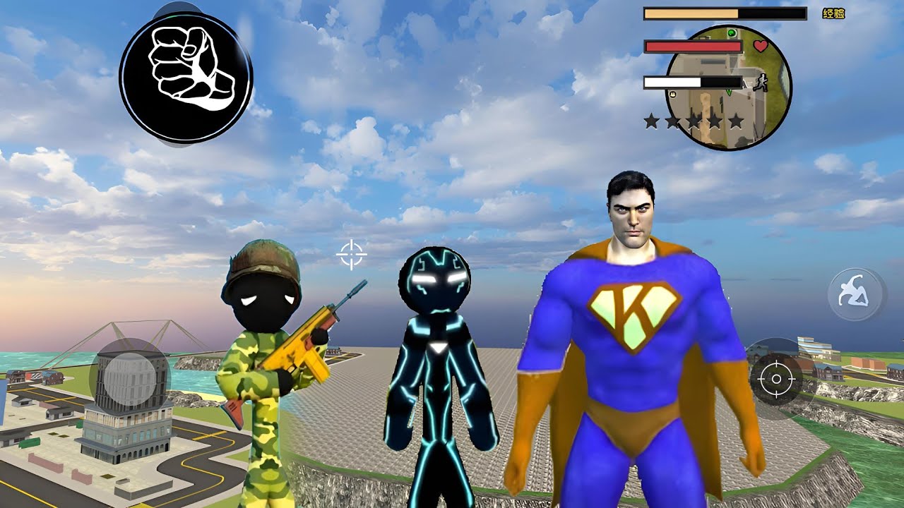 Neon Iron Stickman Rope Hero New Gameplay #4 Android Gameplay - YouTube