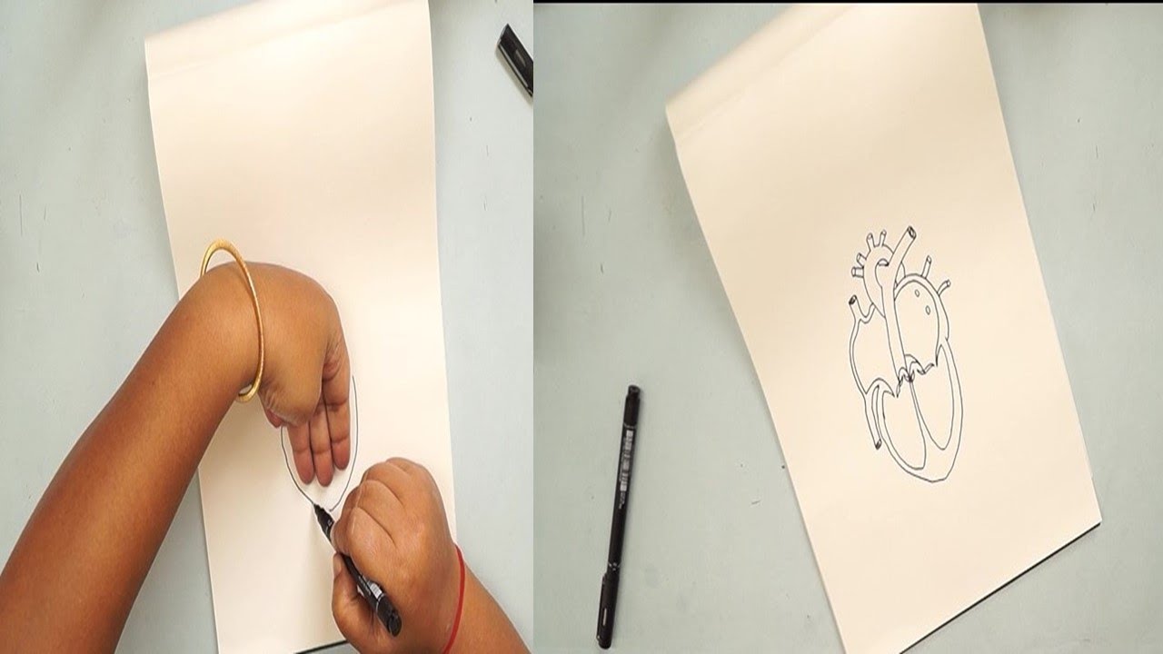 Simple and easy finger tracing heart outline drawing idea - YouTube