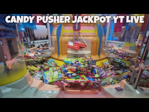 CANDY PUSHER JACKPOT AT KINGPIN Arcade Big Sweetland - YouTube