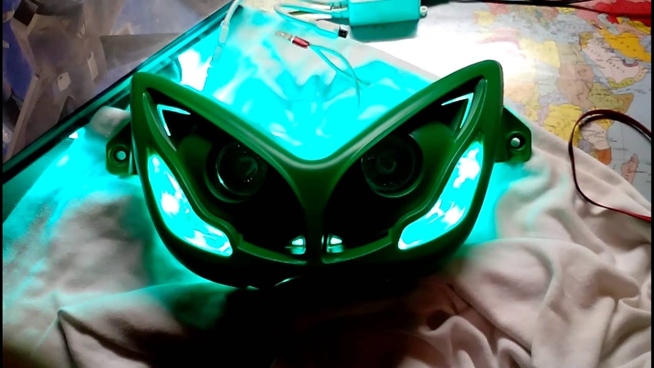 Aerox headlight RGB LED's - YouTube