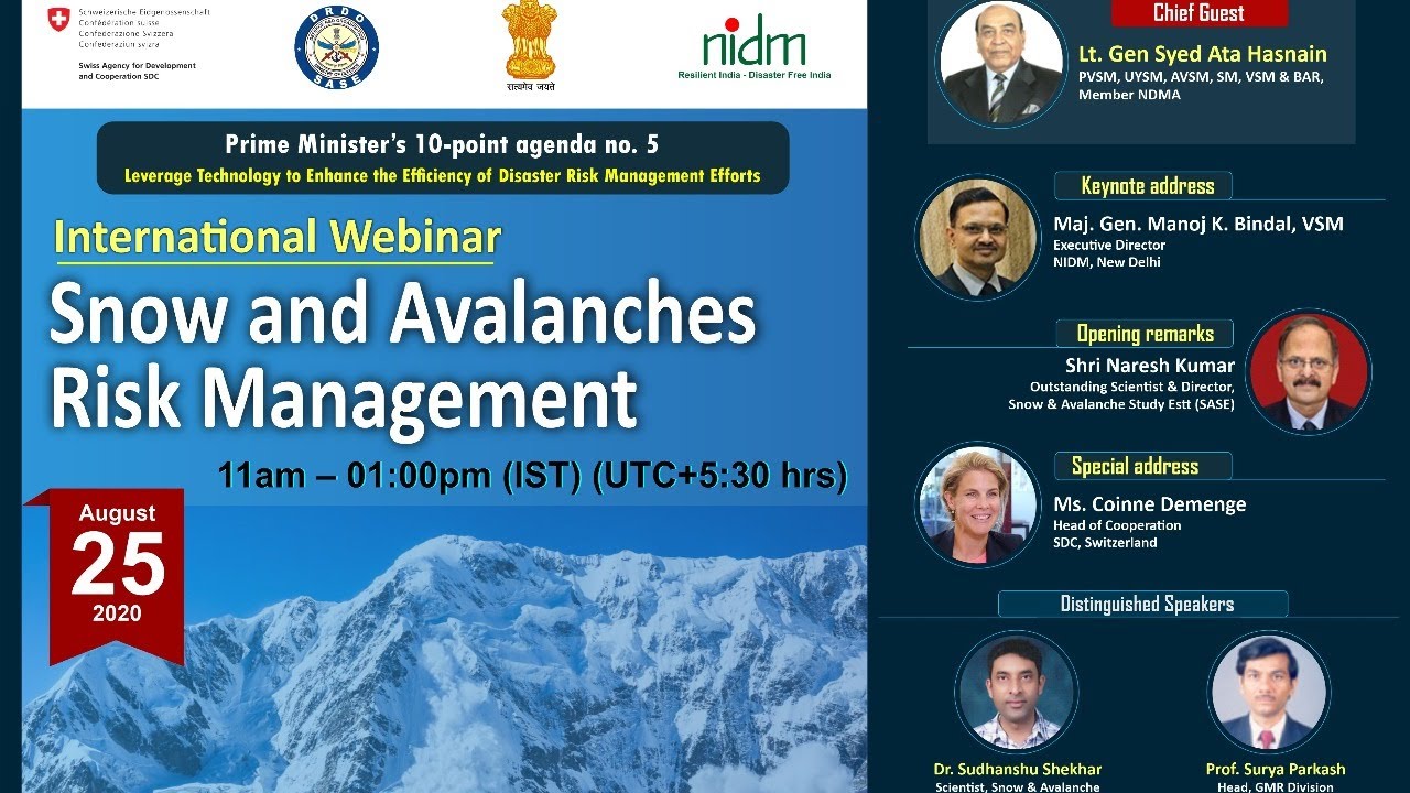 Webinar on “Snow & Avalanches Risk Management”. | NIDM | MHA | INDIA ...