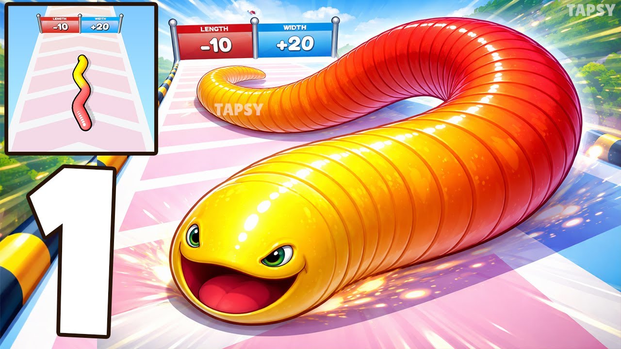 🐛Gummy Worm Go Gameplay Walkthrough Levels 1–15 Eat, Grow & Slide ...