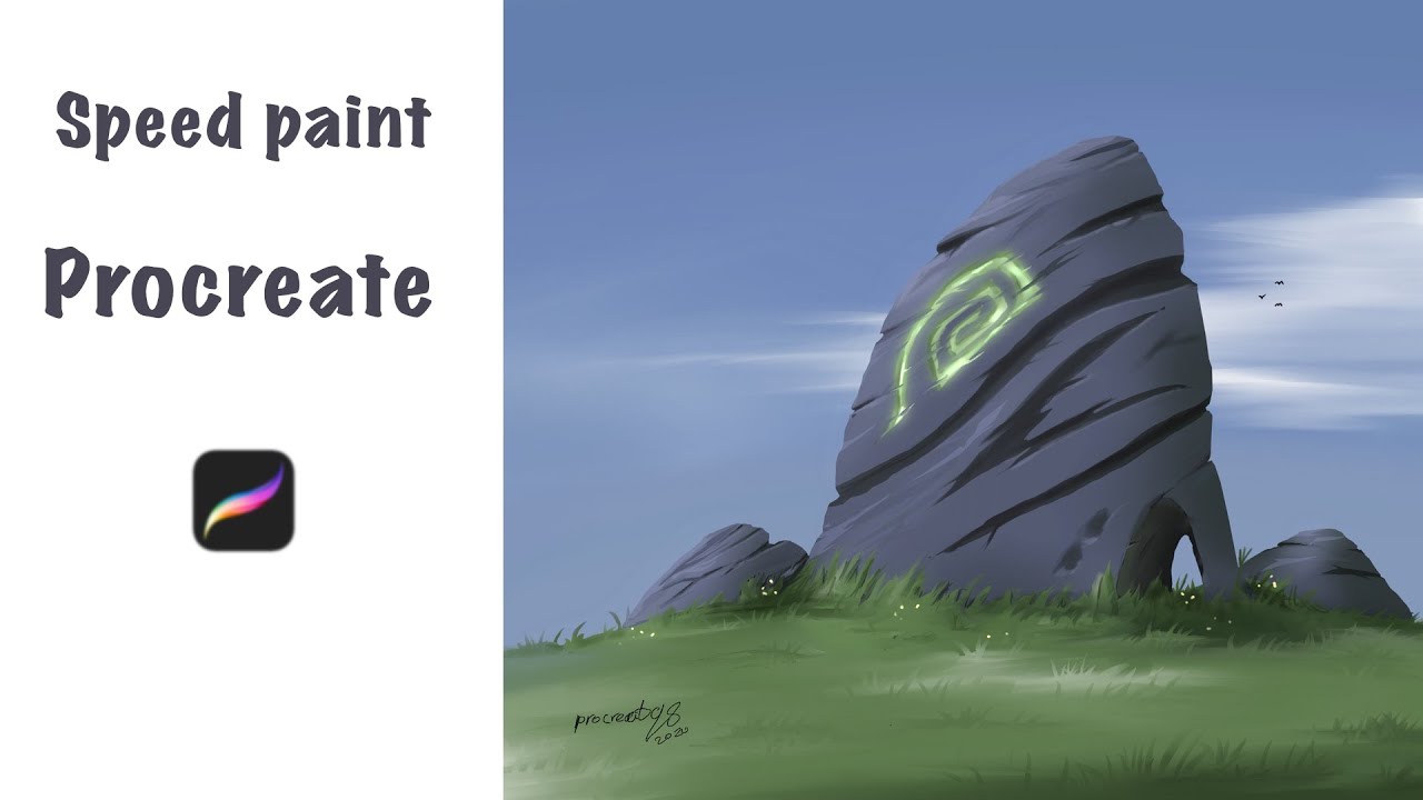 Drawing rocks by procreate - YouTube